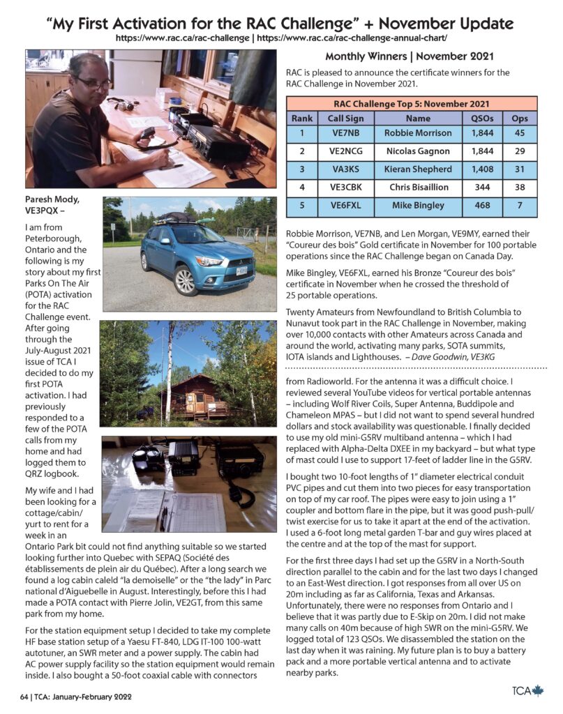 TCA RAC Challenge – Peterborough Amateur Radio Club